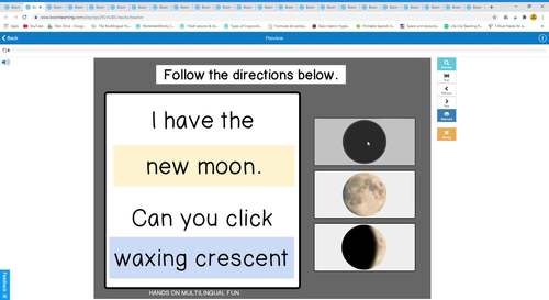 Moon Phase Boom Cards for Distance Learning by Hands-on Multilingual Fun