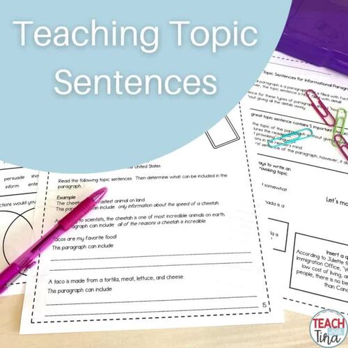 Topic Sentence Writing Summary Unit: Lesson, Practice, Task Cards, Game