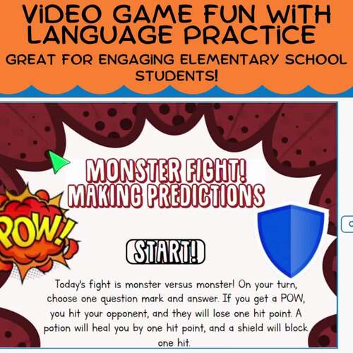 Predictions Monster Fight Boom Cards Game for Speech Therapy | TPT