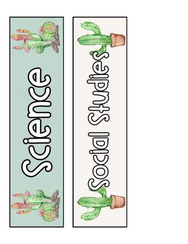 Cactus Themed 10 Drawer Rolling Cart Labels with Editable Rolling Cart ...