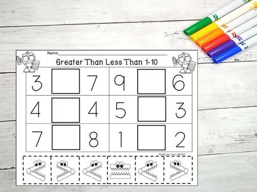Comparing Numbers Worksheets Greater Than Less Than Kindergarten First ...