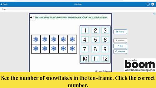 Winter Math Ten frames to 20 Digital Boom™ Cards by Limes and Lemons