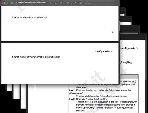 Coraline Viewing Questions Pack (with Answer Key) by Hollywood & Literature
