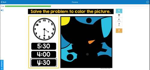 Telling Time Boom Cards™ To the Hour and Half Hour Digital Color by Number