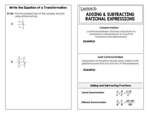 Add & Subtract Rationals Foldable (Unit 8) by Flamingo Math by Jean Adams