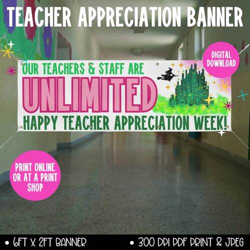 Wicked Theme Teacher Staff Appreciation Week 6ft Large Unlimited Oz Banner