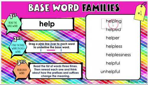 Morphology Warmups Set 1: Reading Base Word Families - SOR Aligned with ...