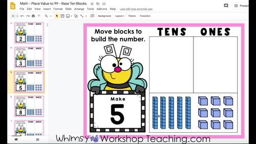 Google Slides Math Place Value to 99 Base Ten Blocks 2 Distance Learning