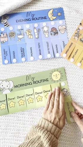 Routine Chart Toddler Flip Chore Chart Daily Schedule Morning Afternoon ...
