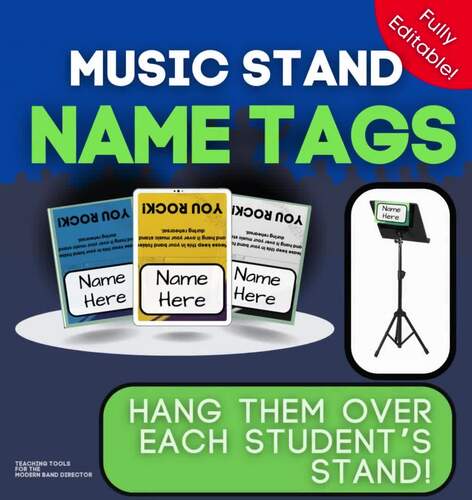 Music Stand Name Tags - Editable by Teaching Tools for the Modern Band ...