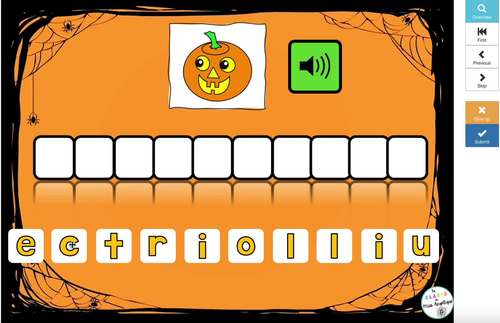 French Halloween Spelling Vocabulary BOOM CARDS Digital Game Audio | Set 4