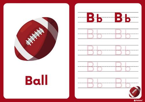 Tracing Letter B for Ball Practice Worksheet - RW by Peekaboo Studio