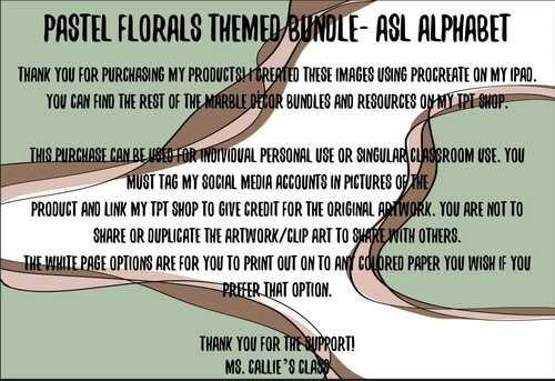 ASL Cursive Alphabet with Affirmations- Pastel Florals by Ms Callies Class