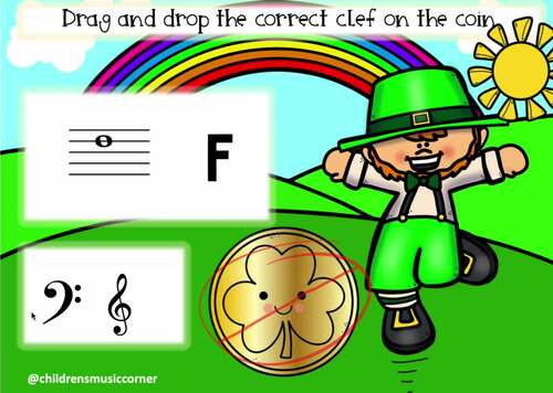 St Patrick Note Reading Treble & Bass clef Digital Task Cards on Boom ...