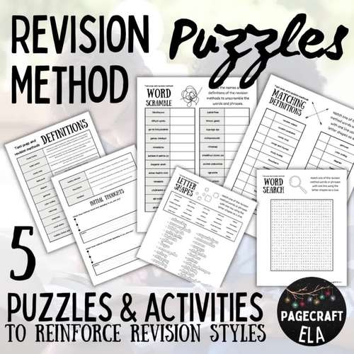 Revision and Test Prep Puzzles and Activities | Study Method Definitions