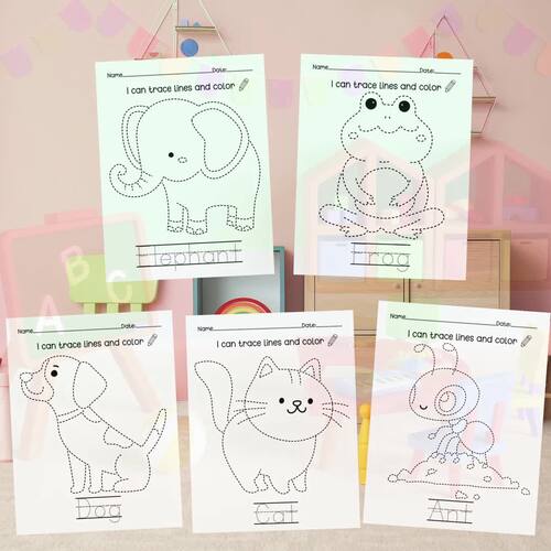 Animal Line Tracing Practice for Preschool Kindergarten, Fine Motor ...