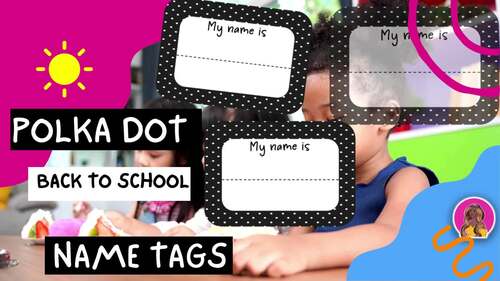 Black and White polka dot name tag for preschool, kindergarten and 1st ...