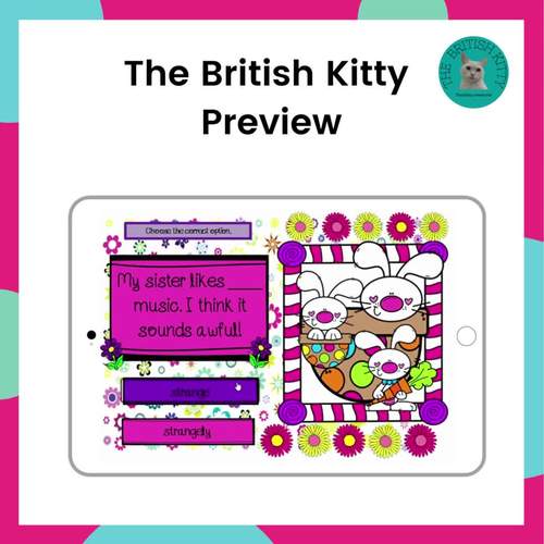 Easter Adjectives and Adverbs Grammar Boom Cards™ by The British Kitty