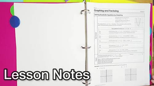 Solving Quadratic Equations by Graphing and Factoring Lesson | TPT
