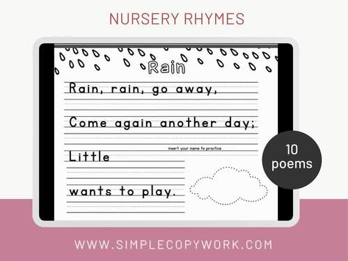 Nursery Rhymes Handwriting Practice & Copywork for Charlotte Mason ...