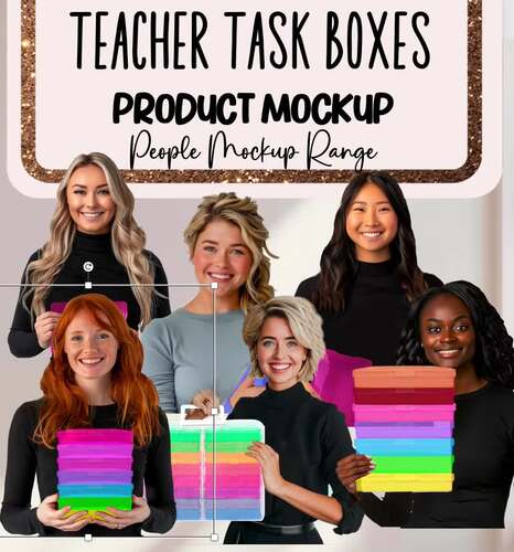 Teacher & Taskboxes Closeup mockup MOVEABLE Back to school Mock-up png ...