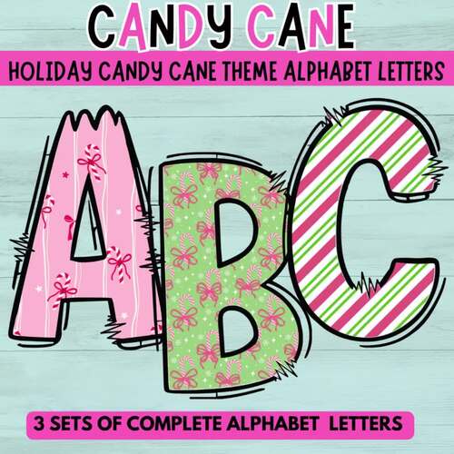 Holiday Christmas Candy Cane Bulletin Board Door Decoration Letters ...