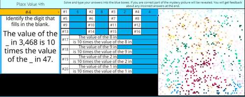 4th Grade Place Value Math Pixel Art | 4.NBT.1 by Pick Up and Go Resources