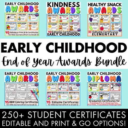 End of the Year Awards Certificates | Preschool Pre-K Tk Kindergarten 1 ...