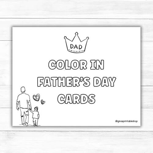 Father's Day Color in Cards Activity by GinasPrintableShop | TPT
