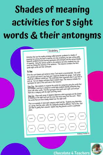 Shades of Meaning Activities using 3rd Grade Sight Words | TPT