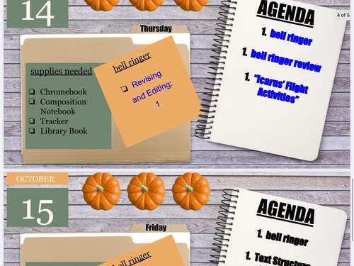 Autumn Agenda Presentation by mrswyattela | TPT