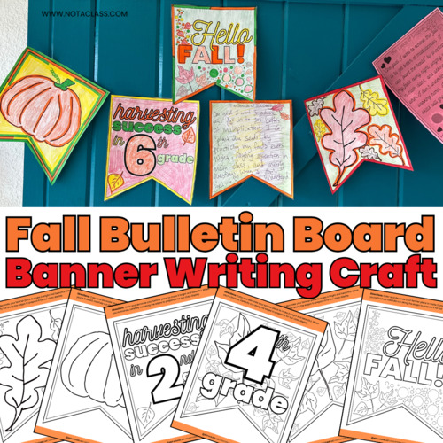 Fall Bulletin Board Banner Writing Craft Autumn Activities & Coloring ...