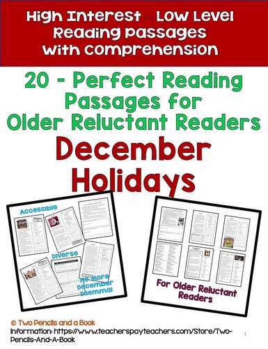 December High Low Christmas Reading Comprehension with Hanukkah and More