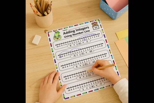 Adding Integers on Number Line Worksheets (–10 to 10) – 60 Pages ...