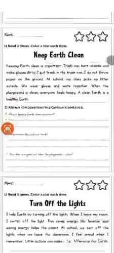 Earth Day Reading Passages & Comprehension Worksheets | 1st–2nd Grade ...