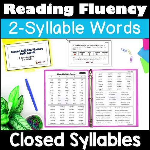 2 Syllable Words Reading Fluency Grids & Drills Short Vowels | Orton ...