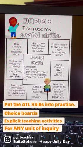 IB PYP Approaches to Learning Skills Bingo for Little Kids by Susan Powers