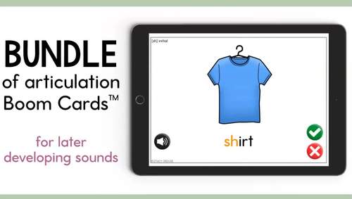 Articulation Cards Speech Therapy BOOM™ CARDS Later Sounds with Audio
