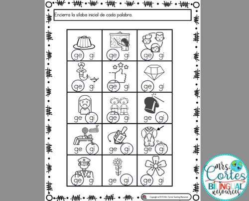 Centros conciencia fonológica- Letra G /j/ by mrscortes | TPT