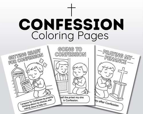 Catholic Confession Coloring Pages for Kids | Reconciliation Worksheets