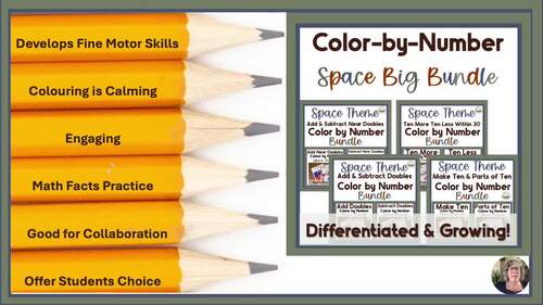 Space Theme Color-by-Number Bundle Differentiated Addition ...