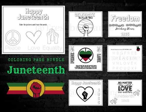 Juneteenth Coloring Page Bundle, printable, black history activity page,
