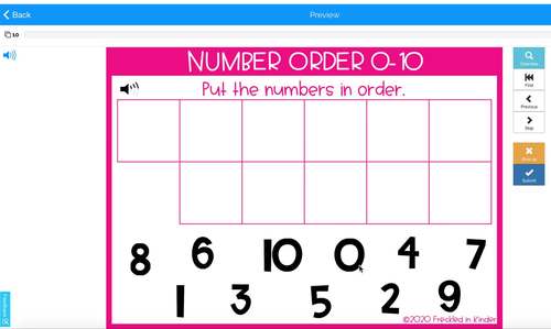 Number Order 0-10 / Distance Learning / Boom Cards™ by Freckled in Kinder