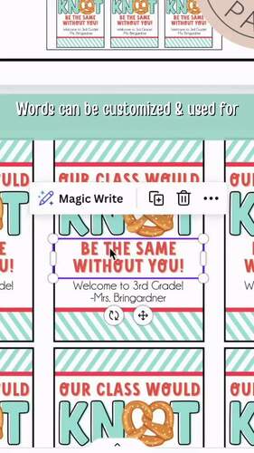 Editable Pretzel Tag | Back to School gift label | Valentine Pretzels