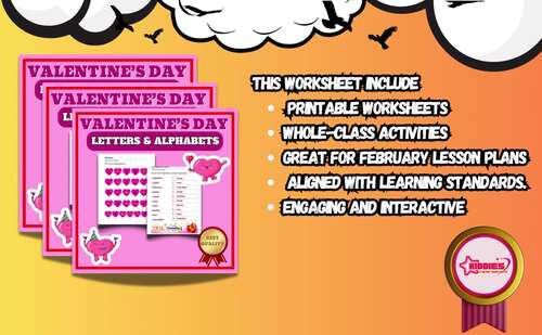 Preschool Valentine's Day Letters & Alphabet Worksheet Pre k, 1st Grade ...