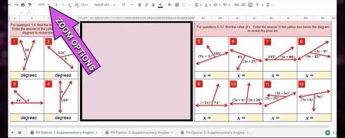 PIXEL ART: Supplementary Angles DISTANCE LEARNING by Never Give Up on Math