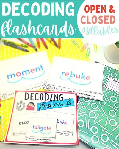 2nd Grade Decoding Flashcards Set #1 | Open & Closed Syllables | EL ... 2nd Grade Decoding Flashcards Set #1 | Open & Closed Syllables | EL ...
