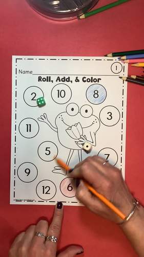 Addition Math Fact Practice Grades K-2/Math Games/Spring Roll Add Color ...
