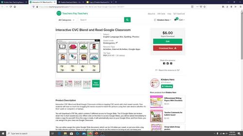 Interactive CVC Blend and Read for Google Slides Distance Learning