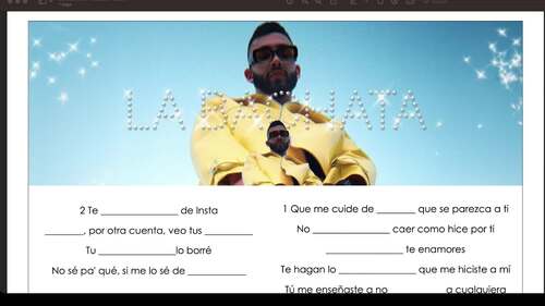 Manuel Turizo - 'La Bachata' Spanish Cloze Song Sheet *WITH LYRIC VIDEO*